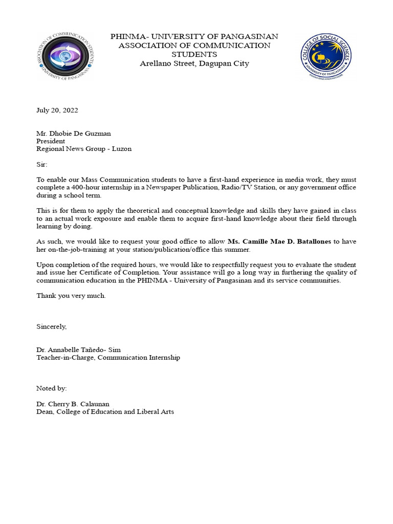 OJT Endorsement Letter and Evaluation Instrument | PDF | Learning ...