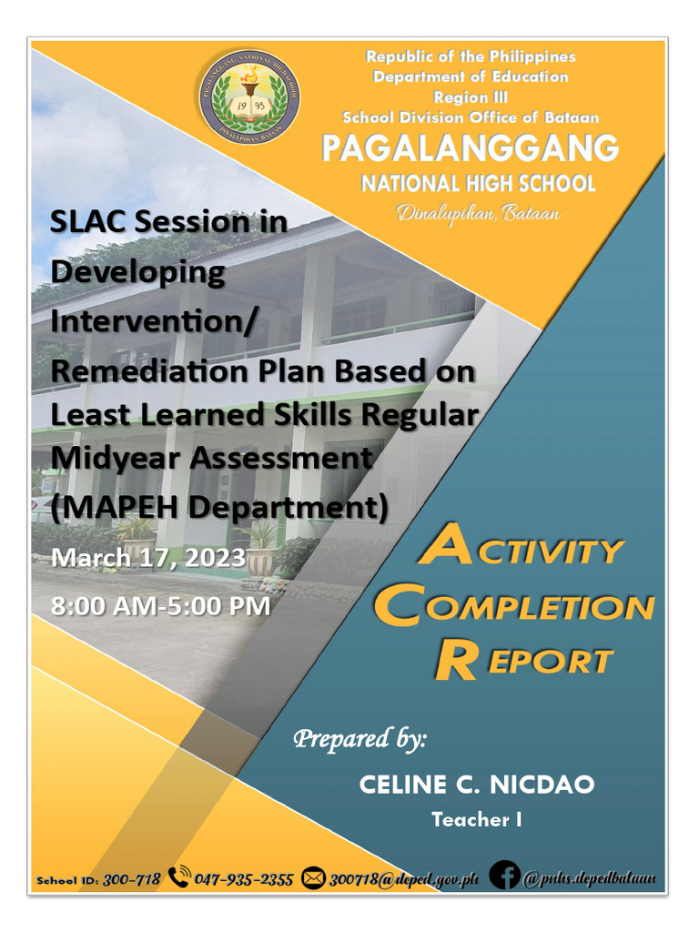 ACR SLAC MAPEH Department March 17 2023 PDF | PDF | Teachers | Human Communication