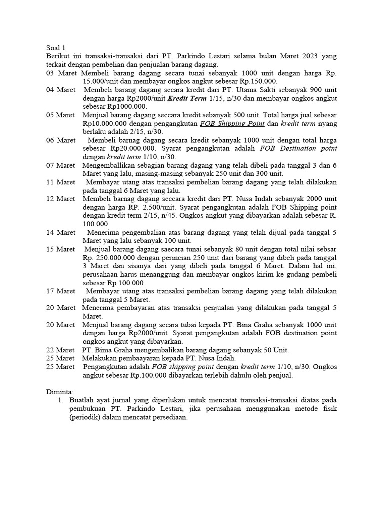 Soal Kartu Persediaan | PDF