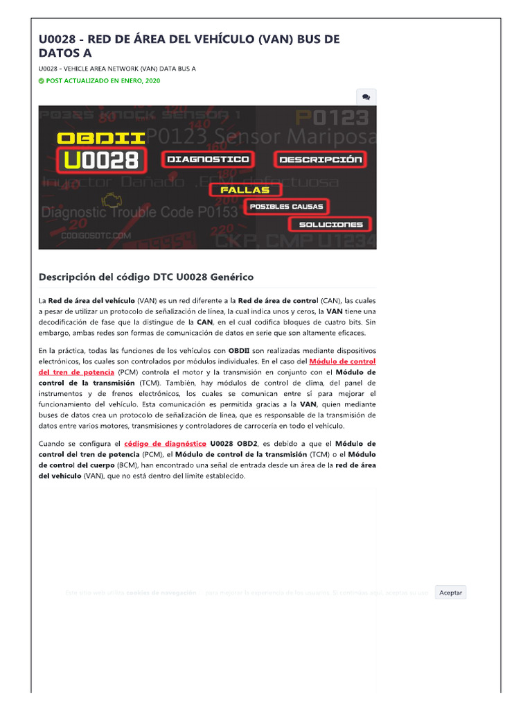 CÓDIGO U0028 (Todas Las Marcas) - Síntomas y Posibles Soluciones | PDF