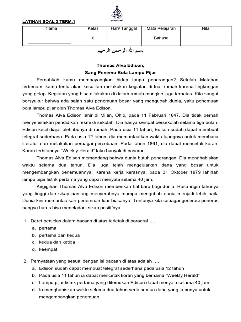 Latihan Soal 3 Term 1 (Teks Eksplanasi) | PDF