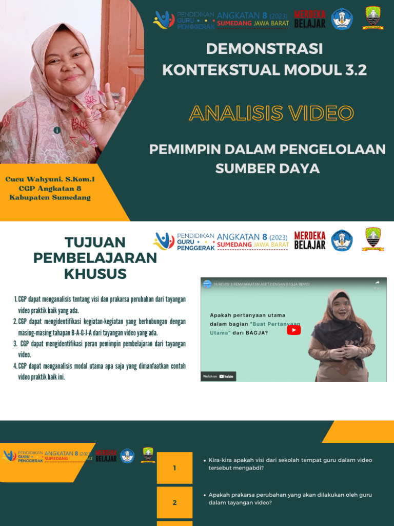 Demonstrasi Kontekstual Modul 3.2 Pemimpin Dalam Pengelolaan Sumber Daya | PDF