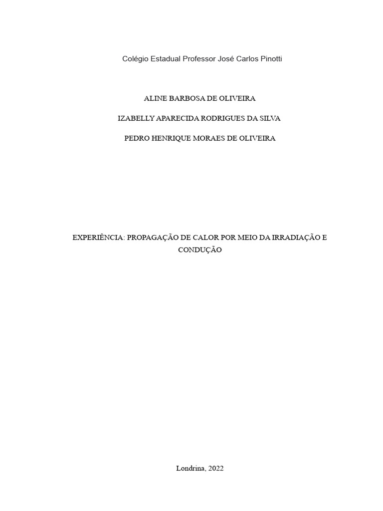Modelo ABNT Relatório | PDF | Calor | Temperatura