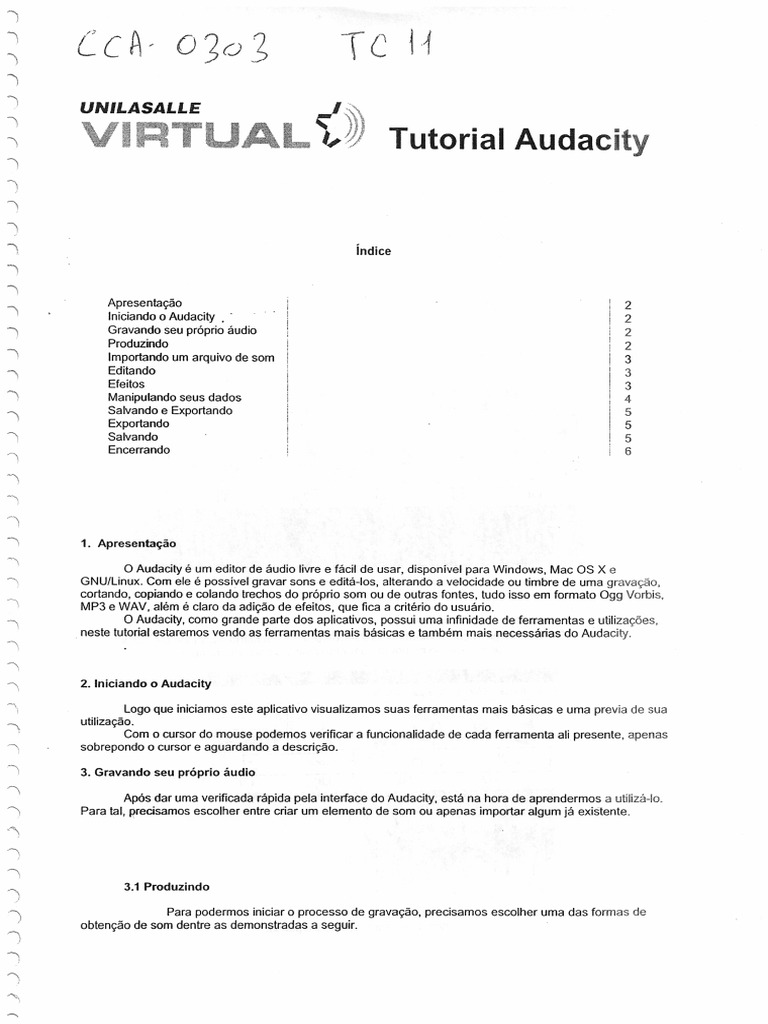 Tutorial Audacity | PDF