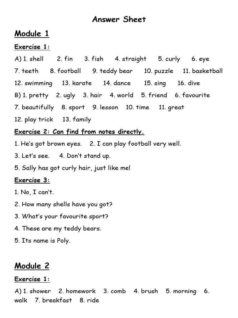 Answer Sheet (Year 3) | PDF