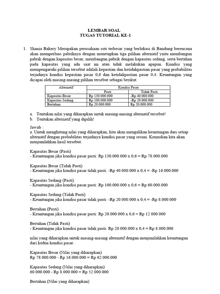 Soal Tugas 1 - EKMA4215 | PDF