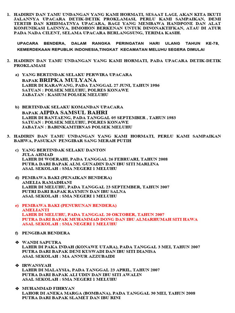 MC 17 Agustus 2023 | PDF