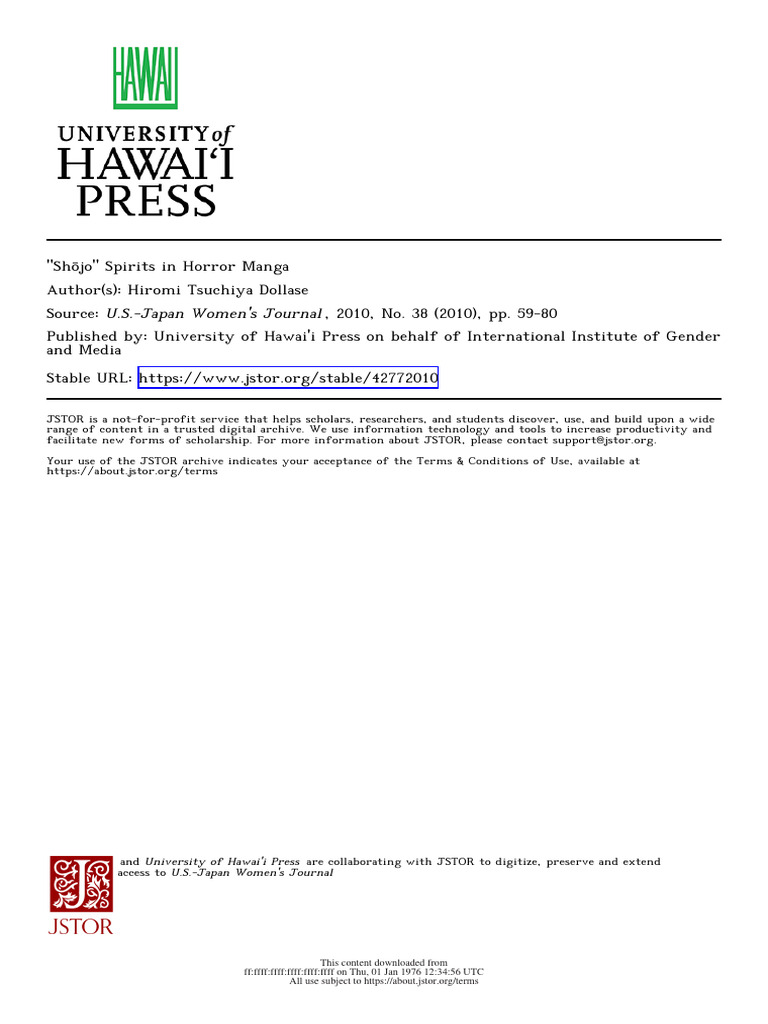 Shojo Spirits in Horror Manga | PDF