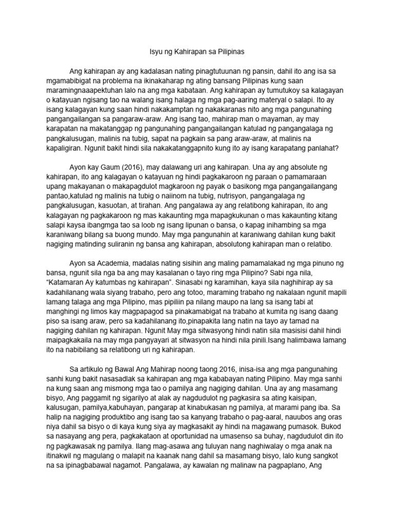 Isyu NG Kahirapan Sa Pilipinas | PDF