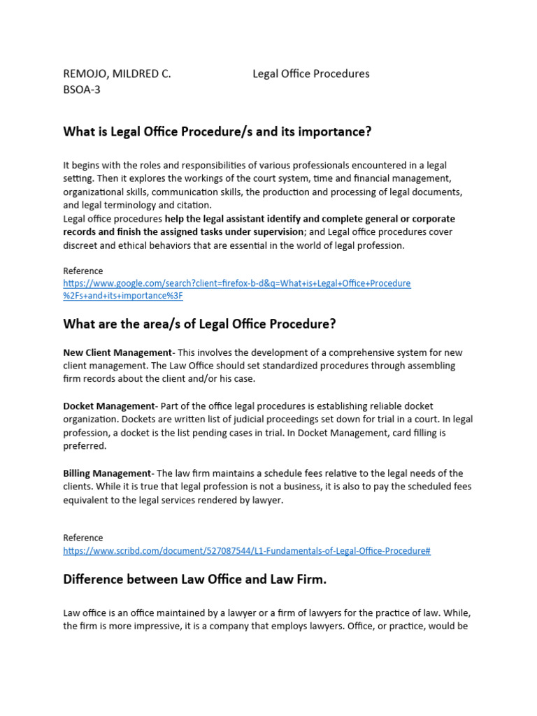 Legal Office Procedures | PDF | Lawyer | Paralegal