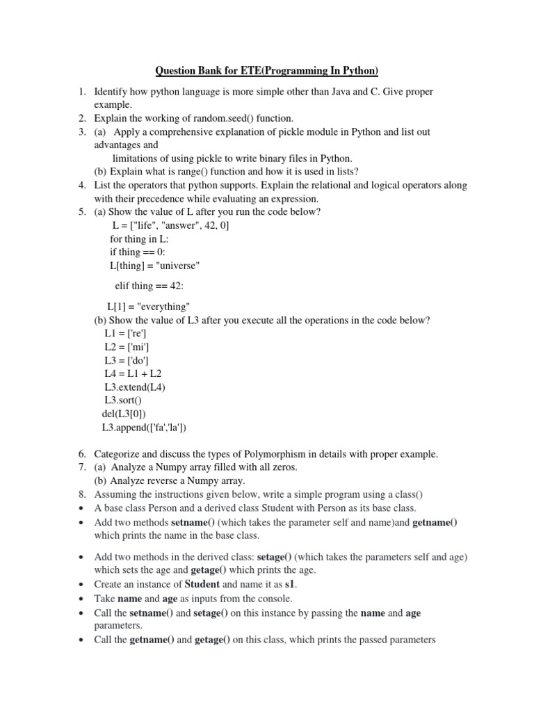 Question Bank ETE - 2023 | PDF | Parameter (Computer Programming ... Question Bank ETE - 2023 | PDF | Parameter (Computer Programming ...