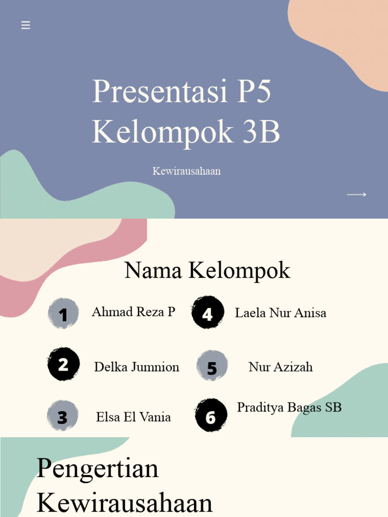 Presentasi P5 Kelompok 3B: Kewirausahaan | PDF | Karier & Perkembangan