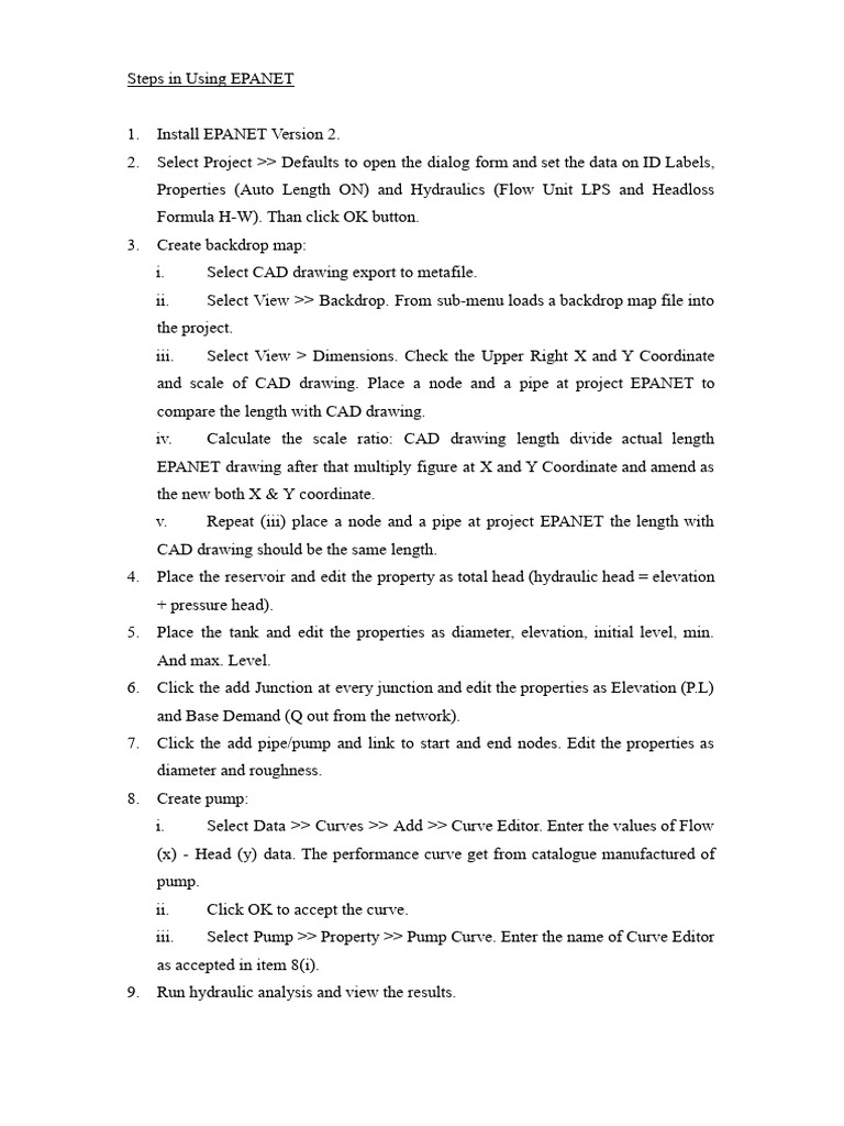 Steps in Using EPANET | PDF