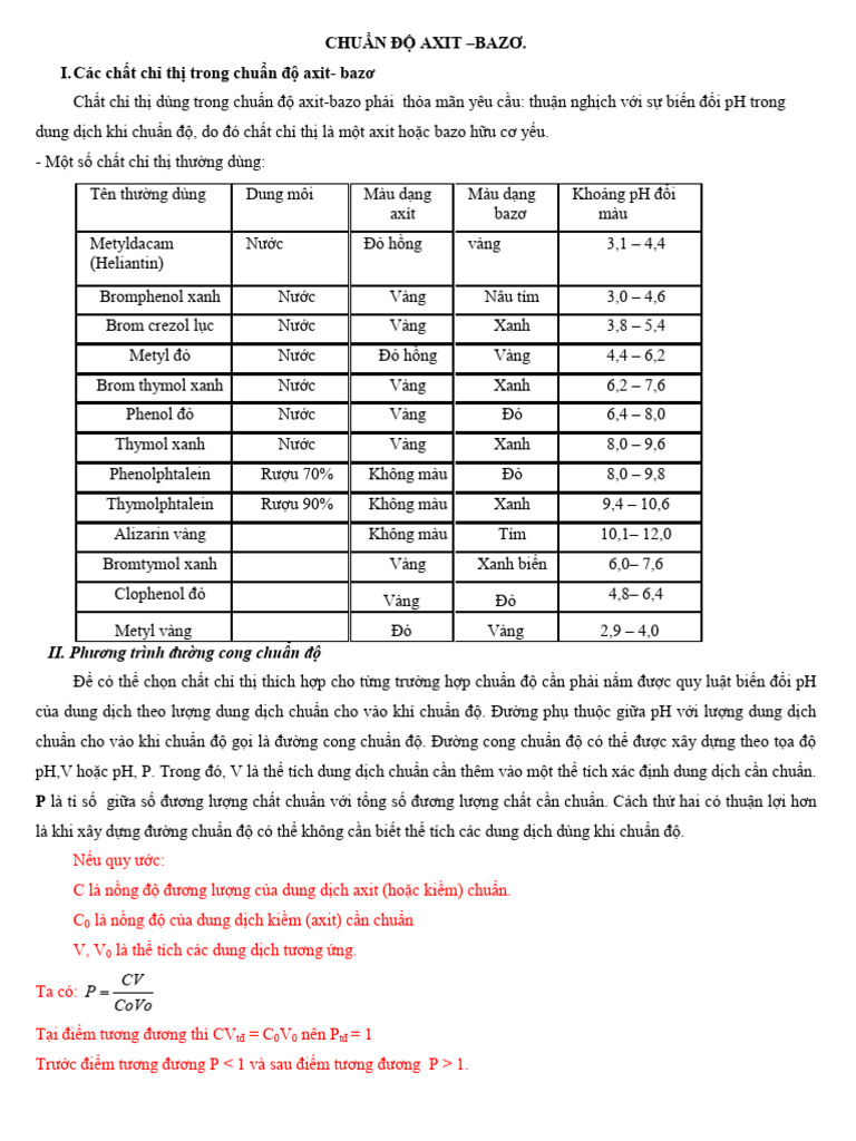 Chuẩn Độ Axit - Bazơ | PDF