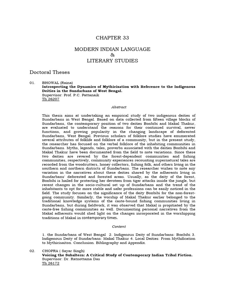 Modern Indian Language & Literary Studies | PDF | Folklore Modern Indian Language & Literary Studies | PDF | Folklore