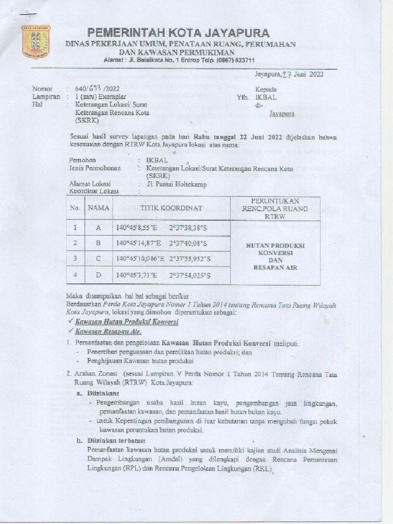 Surat Keterangan Rencana Kota | PDF Surat Keterangan Rencana Kota | PDF