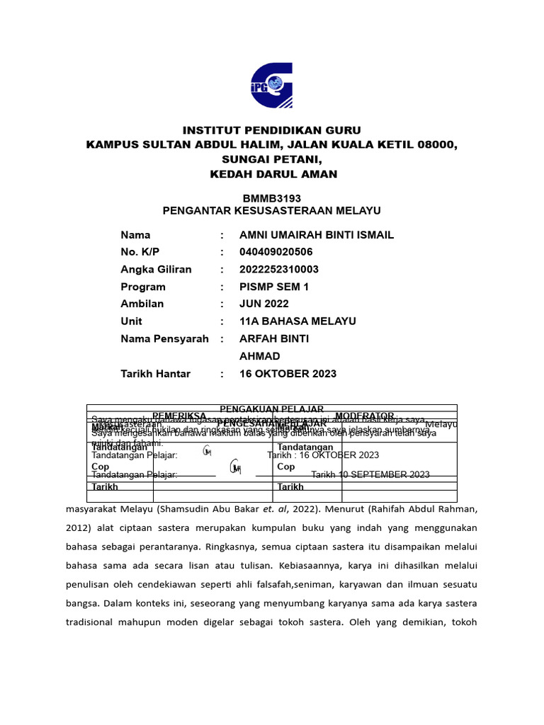 BMMB3193 Penulisan | PDF