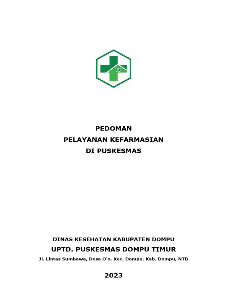 Pedoman Pelayanan Kefarmasian Di Puskesmas Dompu Timur | PDF