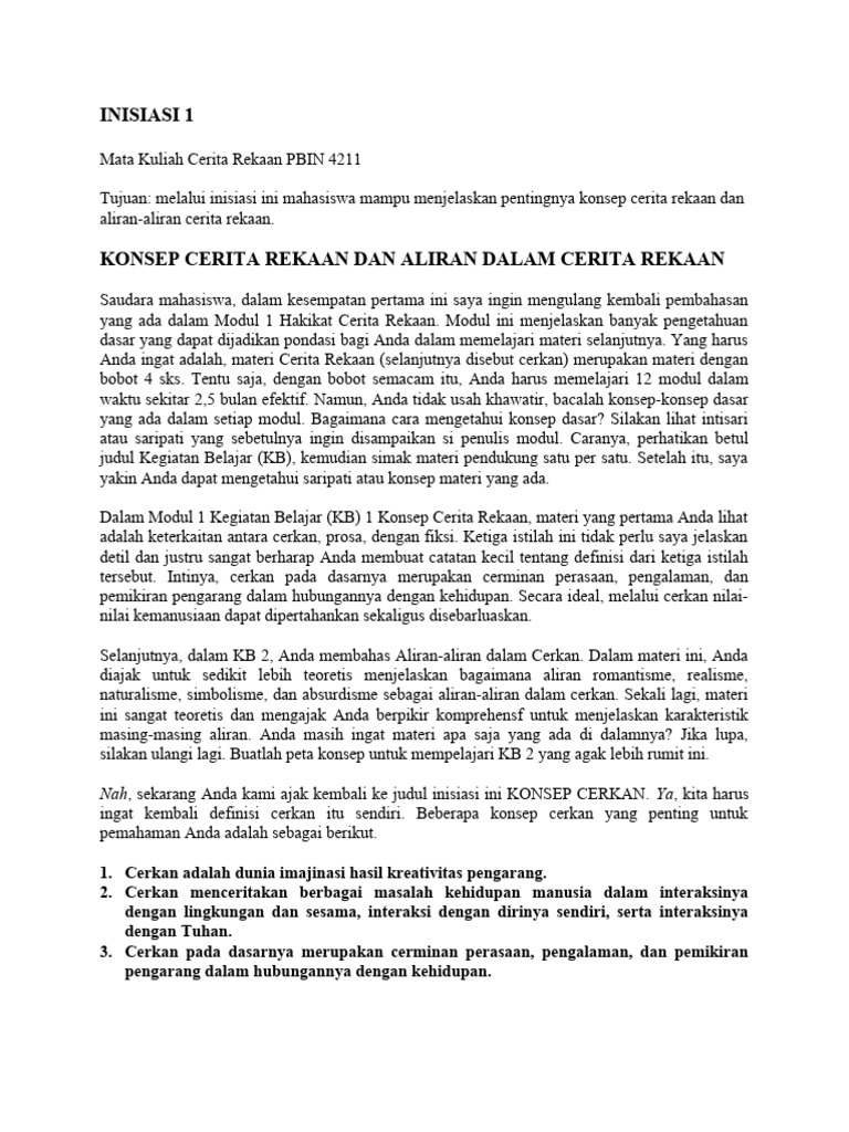 Inisiasi 1 - Cerita Rekaan | PDF | Karier & Perkembangan