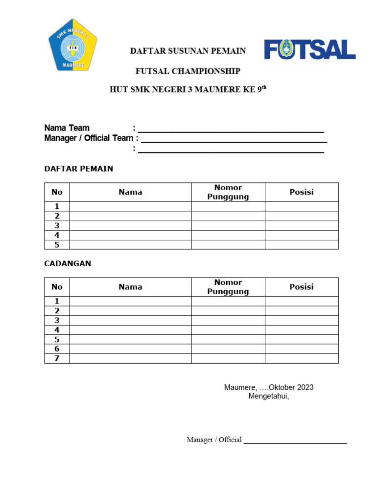 Daftar Susunan Pemain | PDF
