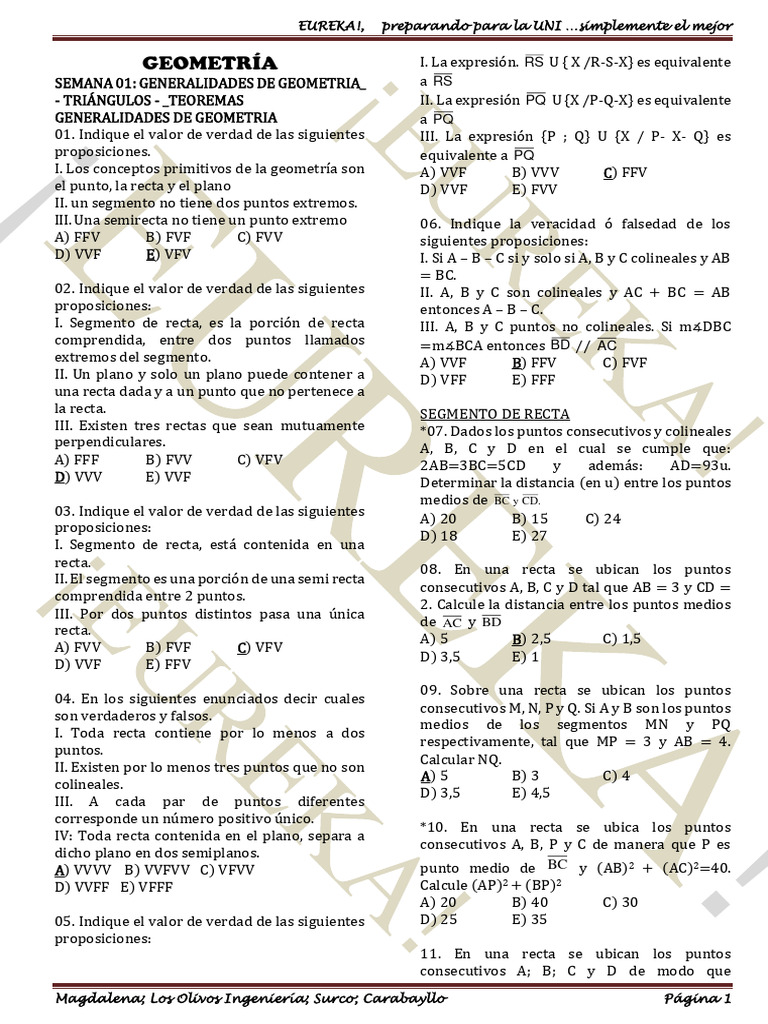 Geometria 01 Generalidades de Geometria Triángulos | PDF