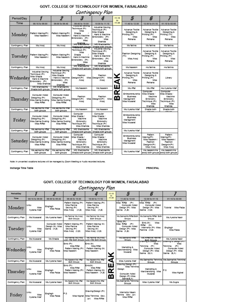 Women's Tech College Schedule | PDF | Sewing | Embroidery