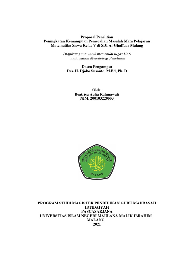 Beatrica Aulia Rahmawati Tugas UAS Proposal Penelitian | PDF