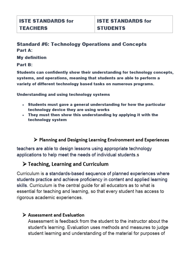Iste Standards For Teachers Meaning | PDF