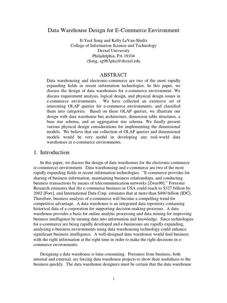 Data Warehouse Design For E-Commerce Environment | PDF | Data Warehouse ...