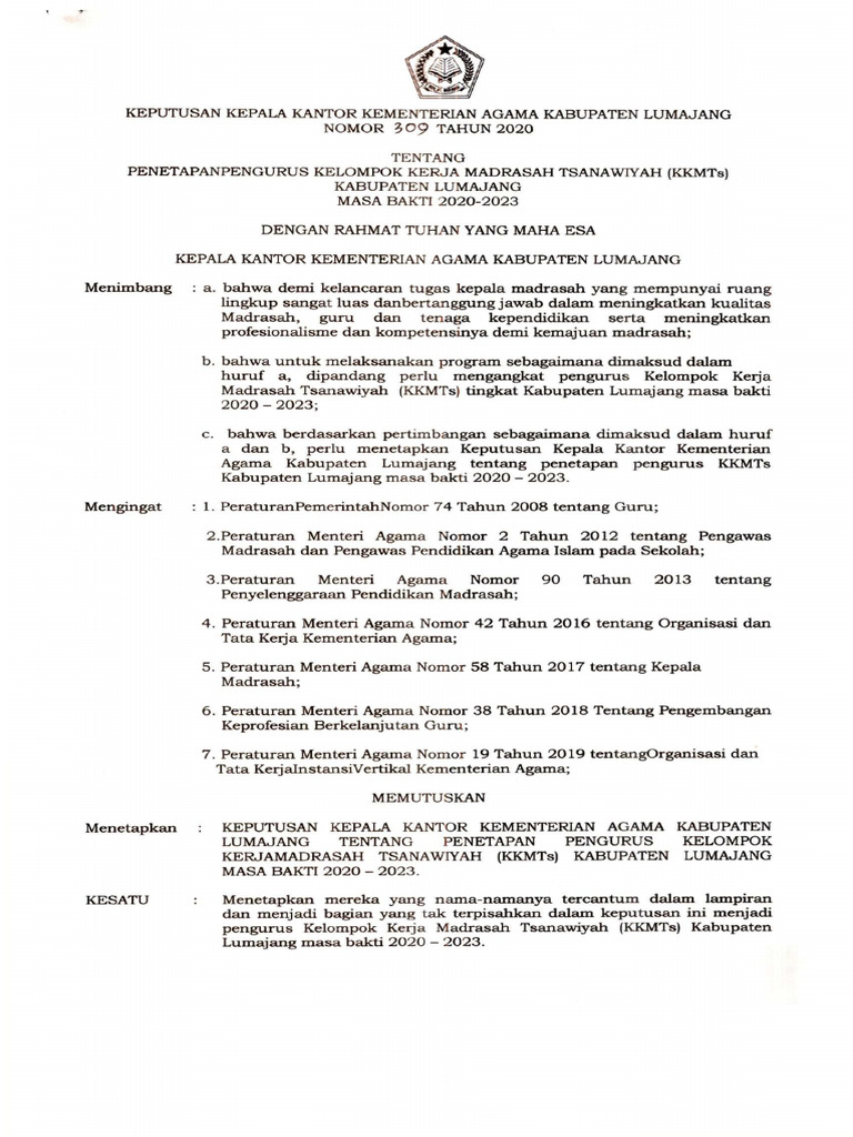 0 SK KKM KABUPATEN MTs | PDF