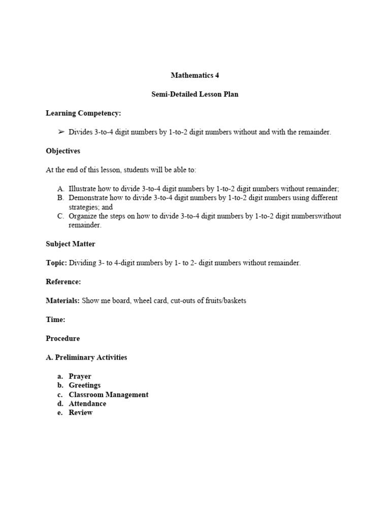 Mathematics 4 | PDF | Division (Mathematics) | Elementary Mathematics