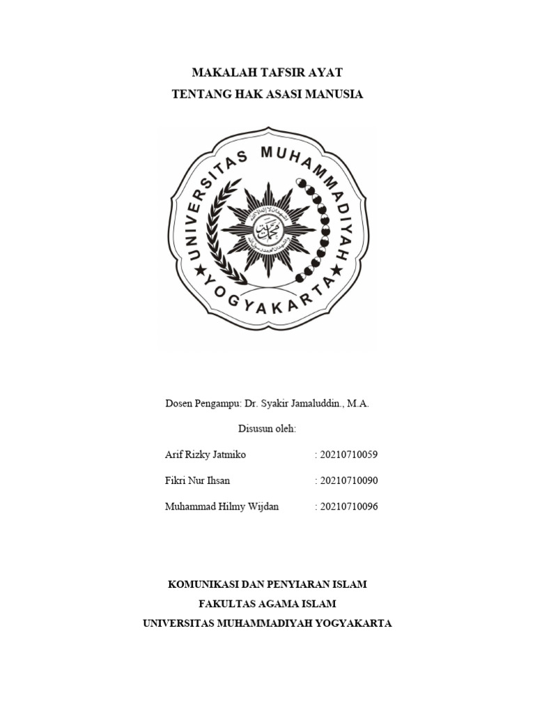 Makalah Tafsir Tematik Kelompok 8 (Tafsir Ayat Tentang HAM) | PDF Makalah Tafsir Tematik Kelompok 8 (Tafsir Ayat Tentang HAM) | PDF