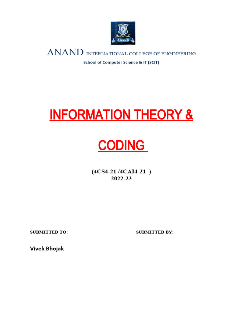 Info Theory & Coding Course Guide | PDF | Computers