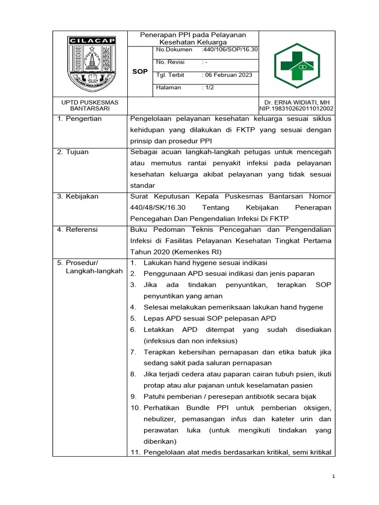 SOP PPI di Pelayanan Kesehatan | PDF