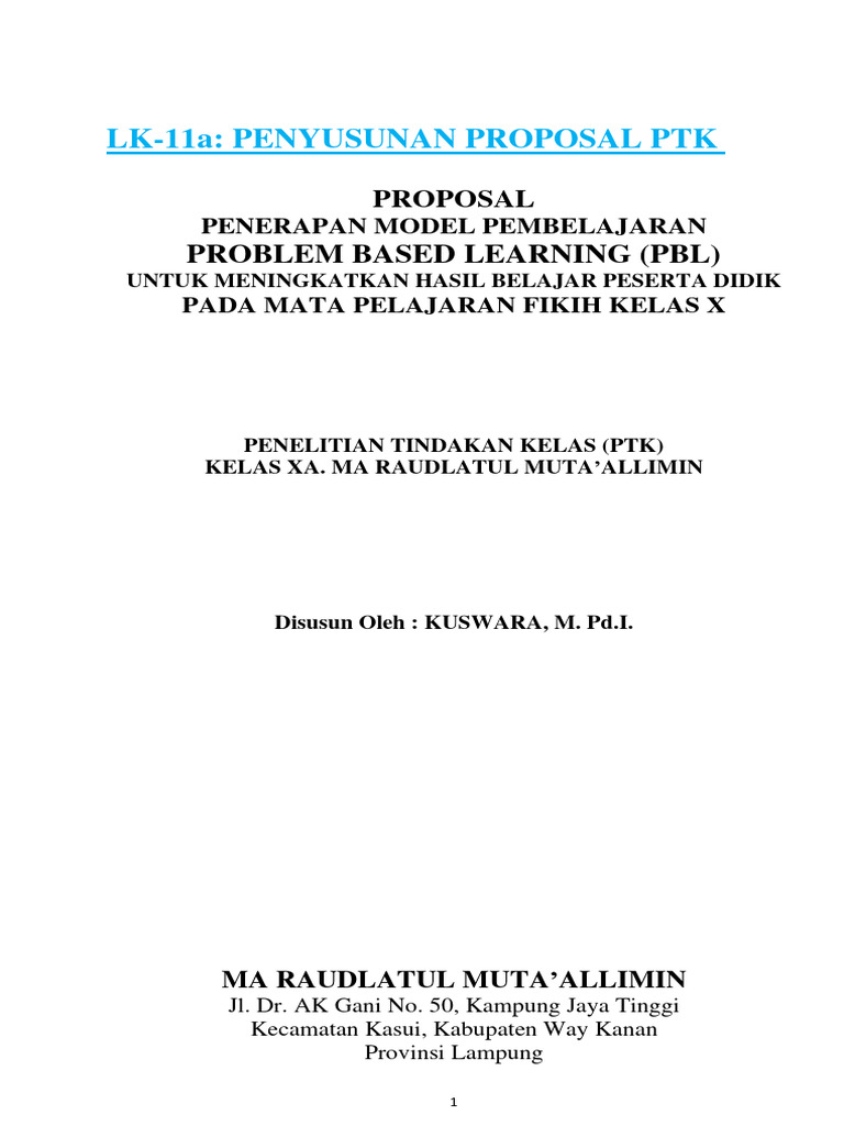 LK.11. Tugas Proposal PTK Kuswara | PDF