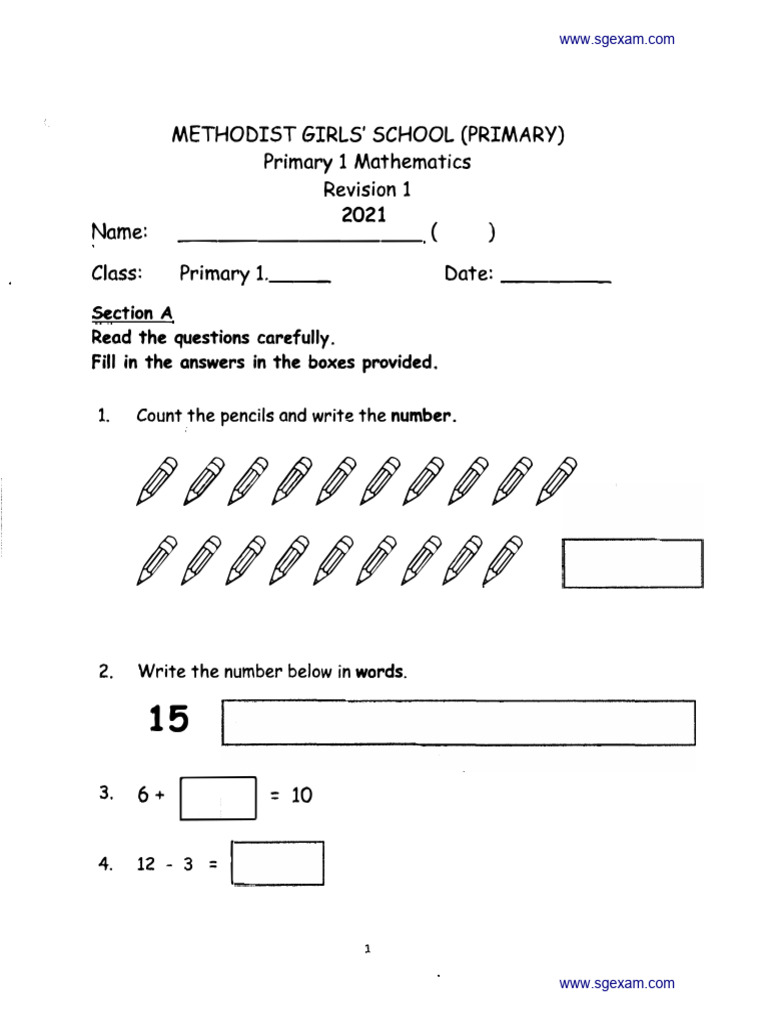 2021 P1 Maths Revisions MGS | PDF