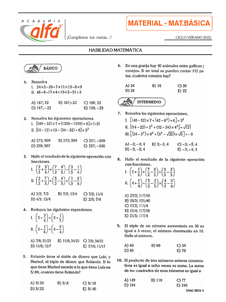 Matematica Basica | PDF