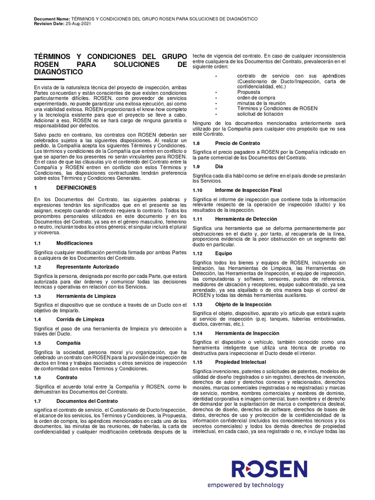 ROSEN-Group_TÉRMINOS Y CONDICIONES DEL GRUPO ROSEN PARA SOLUCIONES DE ...
