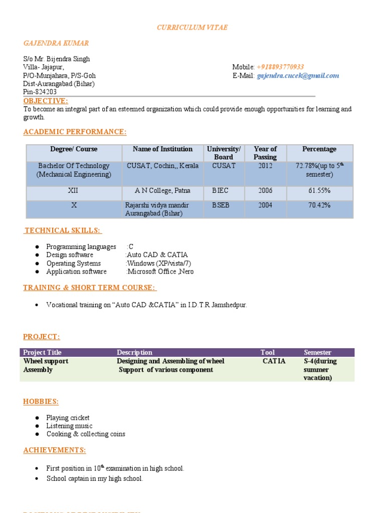 Gajendra Kumar's CV Overview | PDF