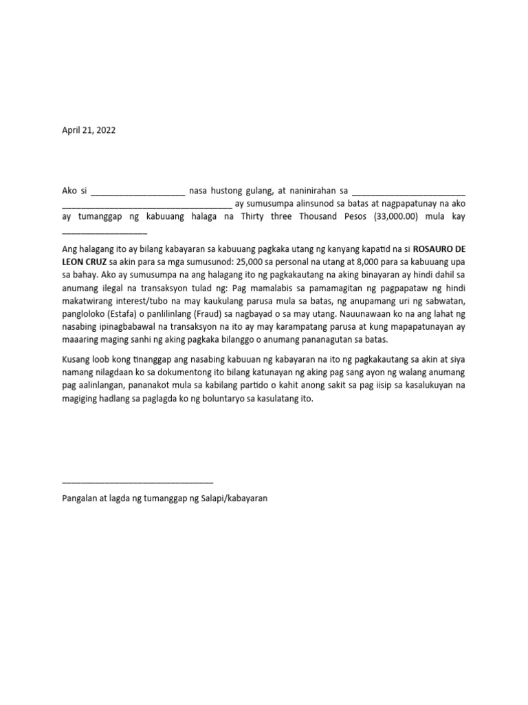 Acknowledgment Tagalog 1 | PDF