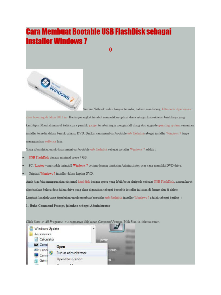 Cara Membuat Bootable USB FlashDisk Sebagai Installer Windows | PDF