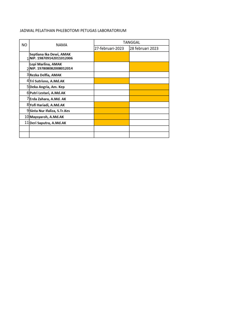 Jadwal Pelatihan Plebotomi Lab 2023 | PDF | Griya & Taman