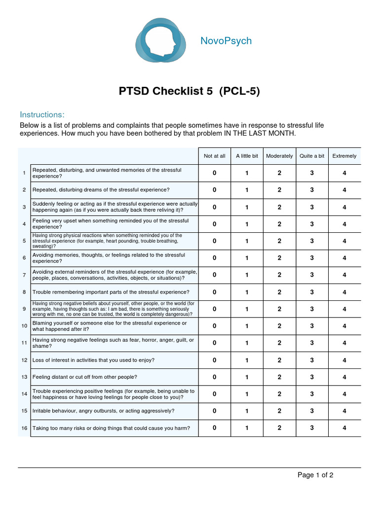 PCL 5 Assessment Trauma Online | PDF | Experience | Feeling