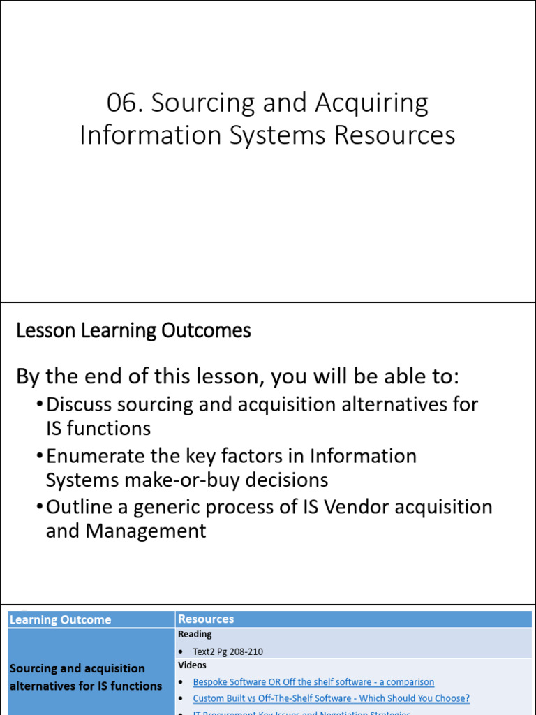 Sourcing and Acquiring Information Systems Resources | PDF | Request ...