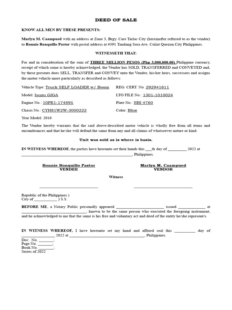 Deed of Sale | PDF | Politics | Social Science