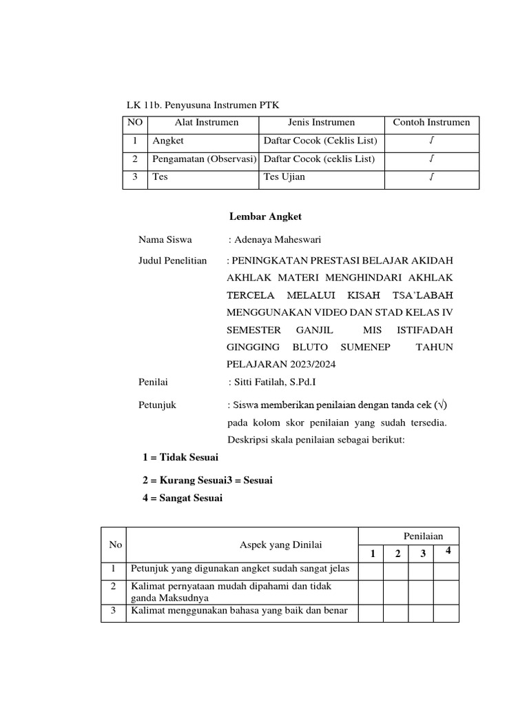 Lembar Angket | PDF | Karier & Perkembangan