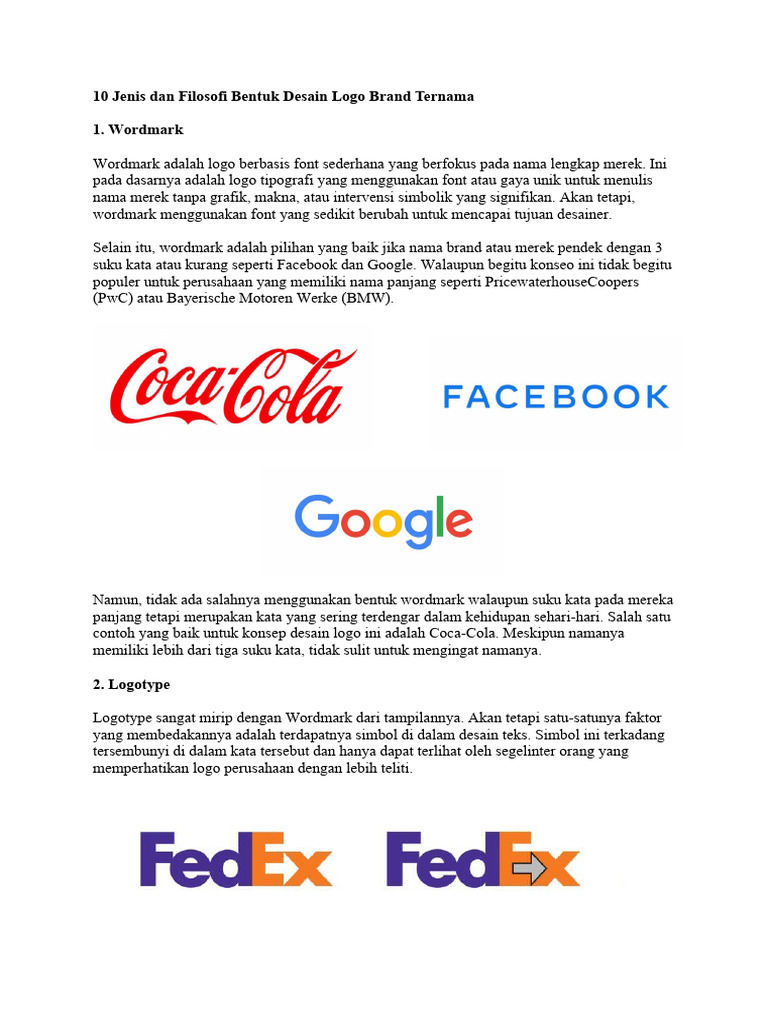 10 Jenis Dan Filosofi Bentuk Desain Logo Brand Ternama | PDF