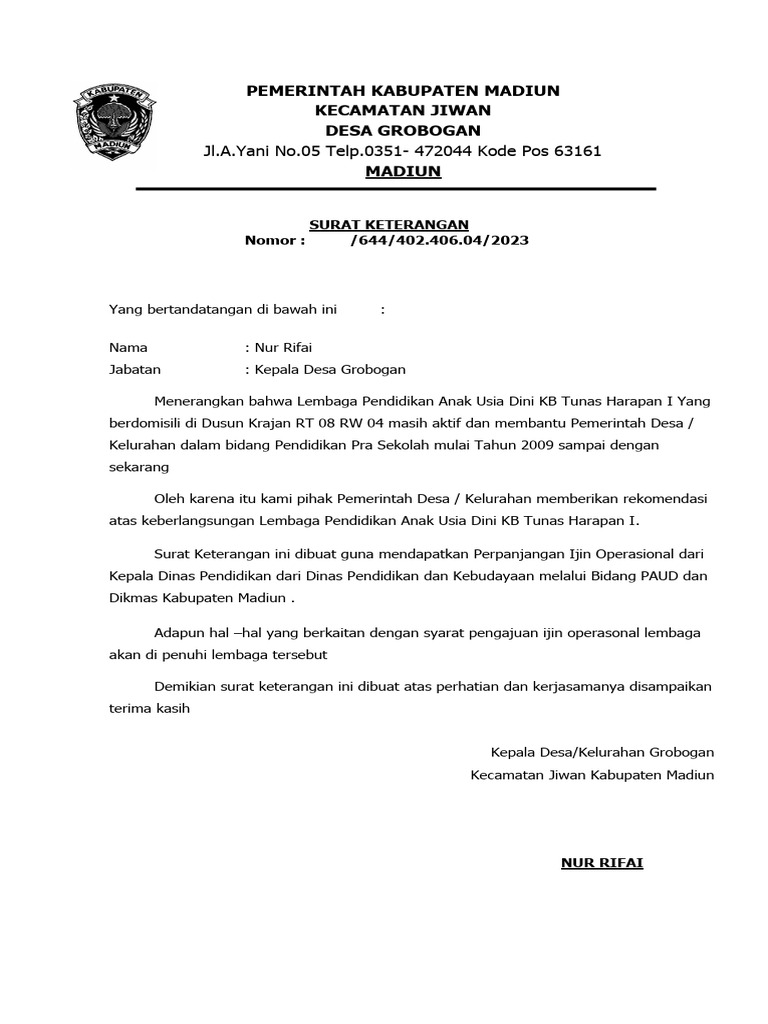Contoh Surat Desa 3 | PDF