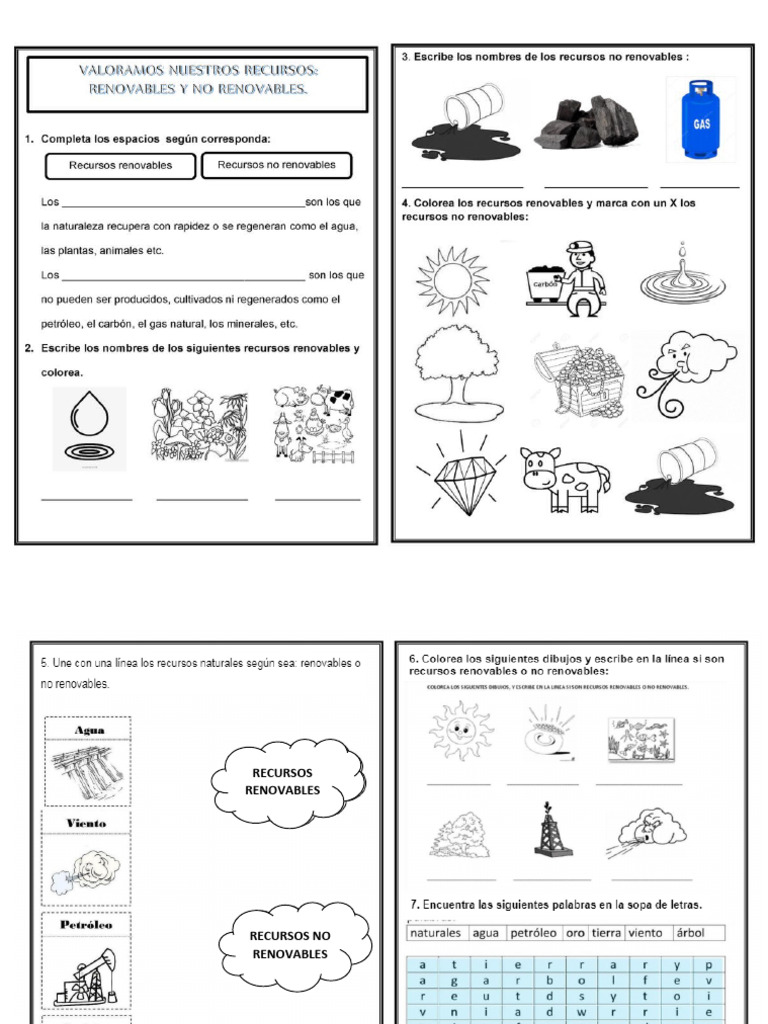 FICHA DE RECURSOS RENOVABES Y NO RENOBABLES | PDF