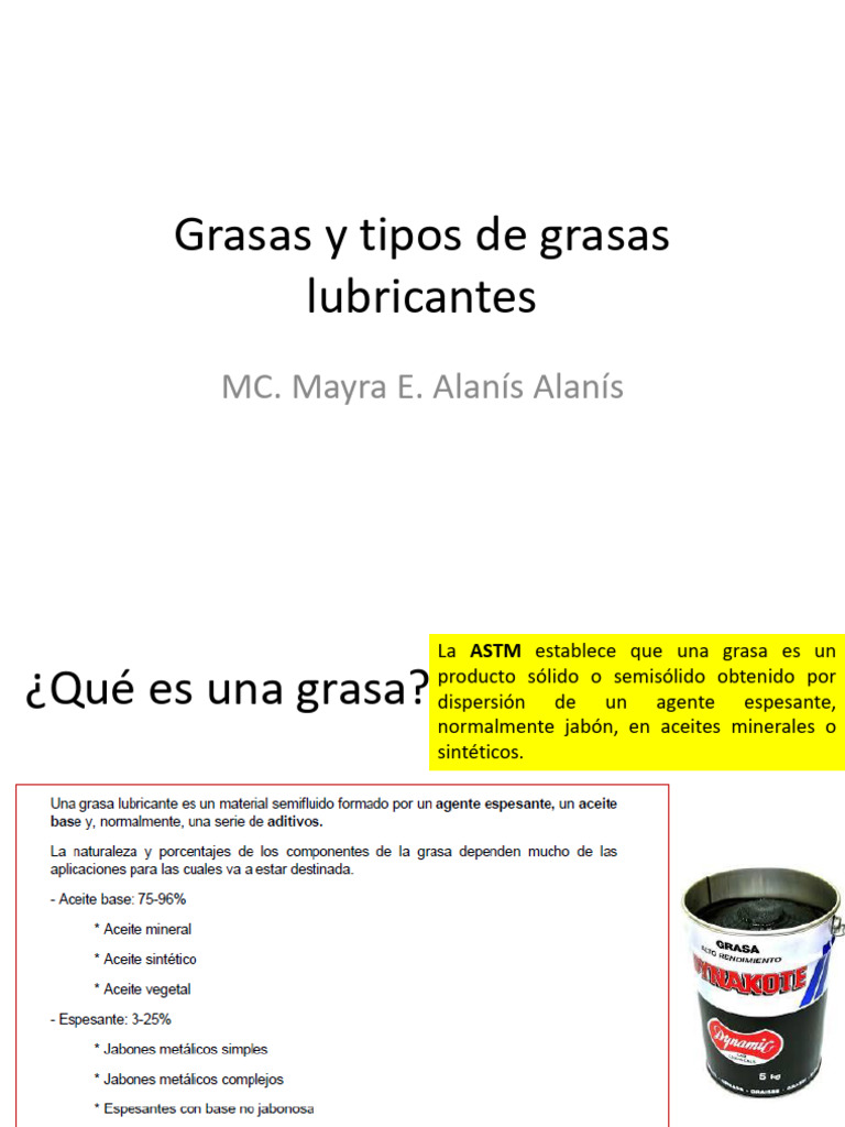 Clase - GRASAS | PDF | Rodamiento (Mecánico) | Química